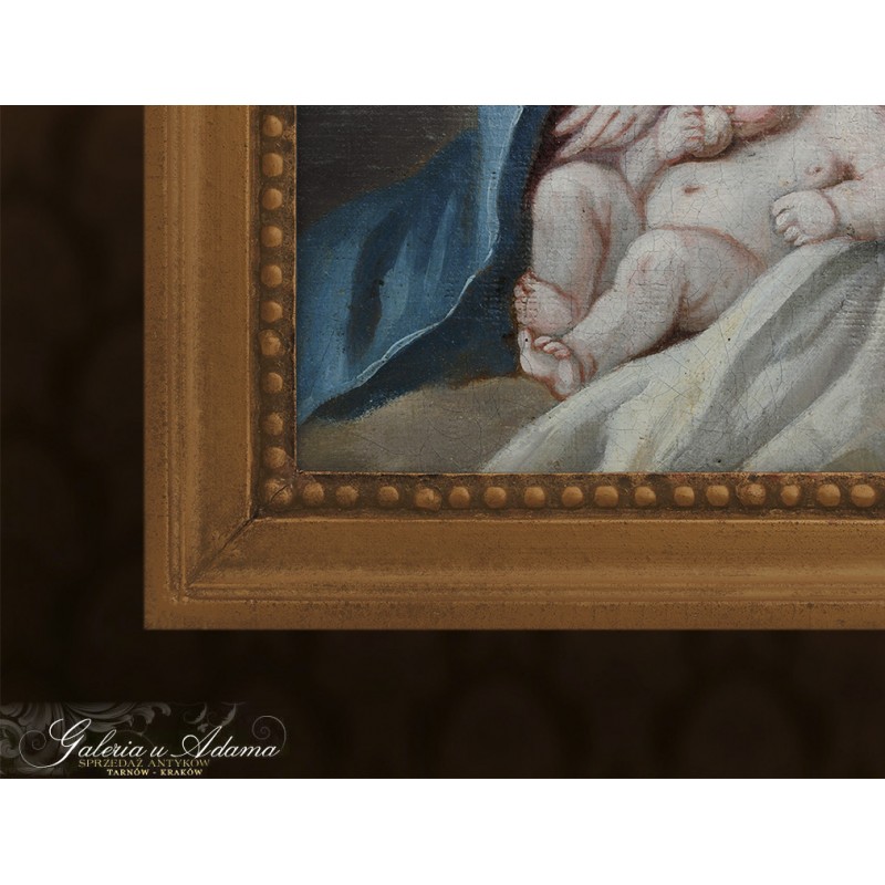 OBRAZ OLEJNY - Połowa XIX w. - Matka Boska Karmiąca.